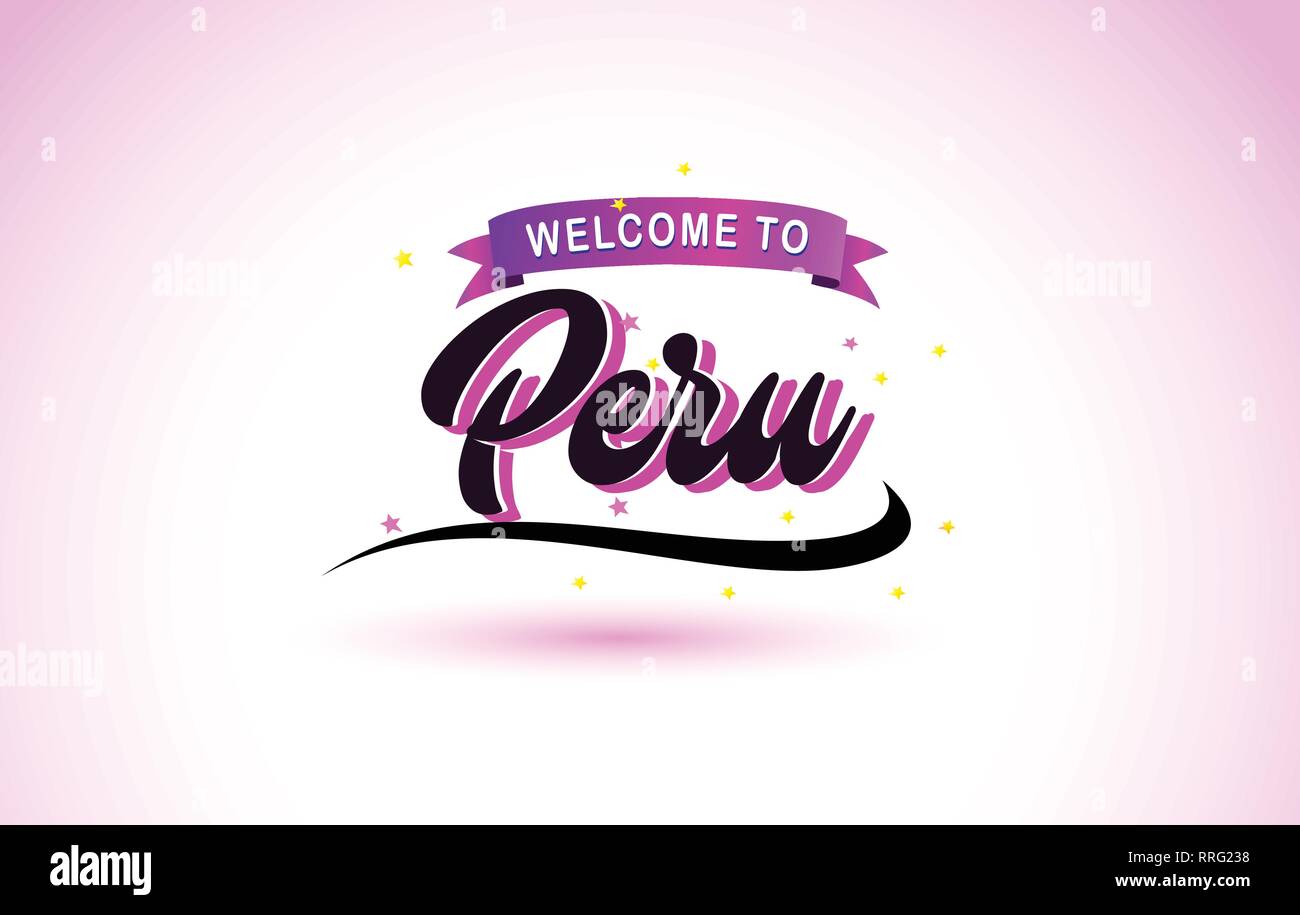 Peru Welcome to Creative Text Handwritten Font with Purple Pink Colors ...