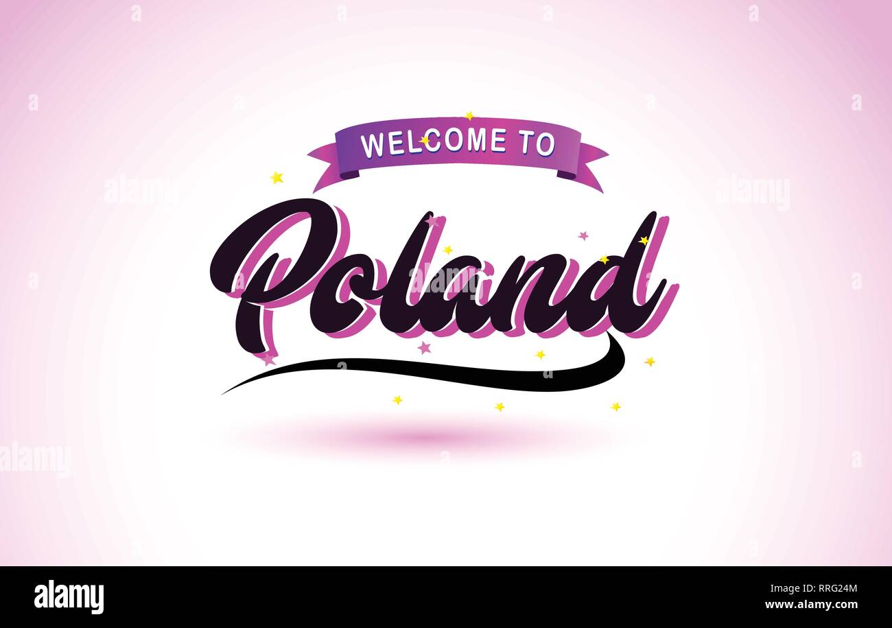 Poland Welcome to Creative Text Handwritten Font with Purple Pink ...