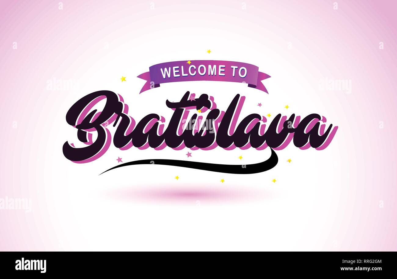 Bratislava Welcome to Creative Text Handwritten Font with Purple Pink ...