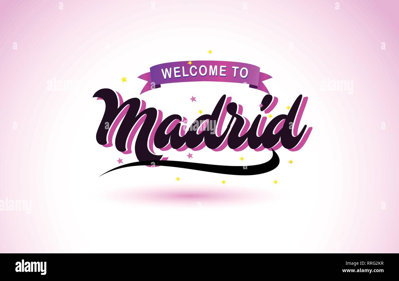 Madrid Welcome to Creative Text Handwritten Font with Purple Pink ...