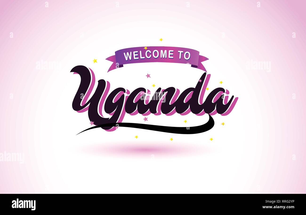 Uganda Welcome to Creative Text Handwritten Font with Purple Pink ...