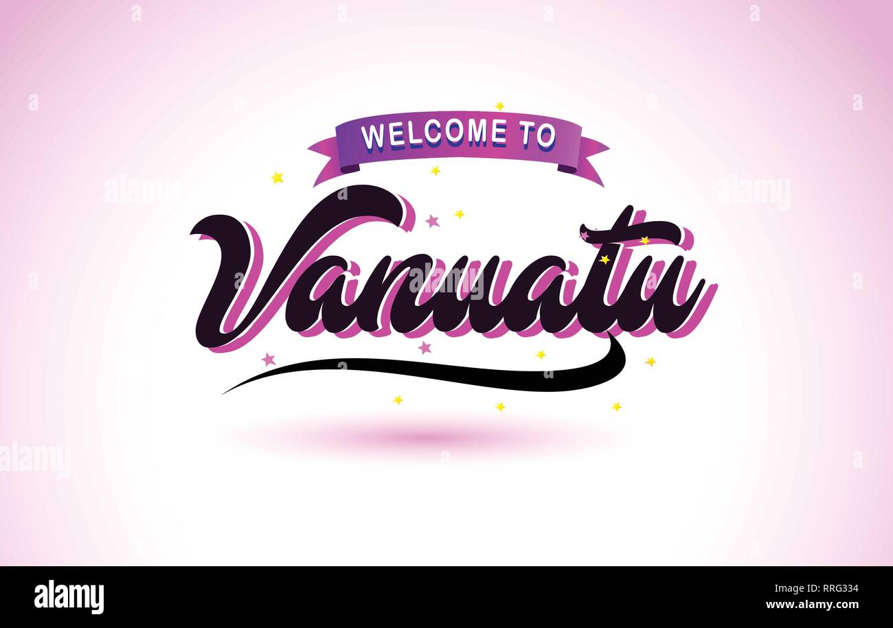 Vanuatu Welcome to Creative Text Handwritten Font with Purple Pink ...