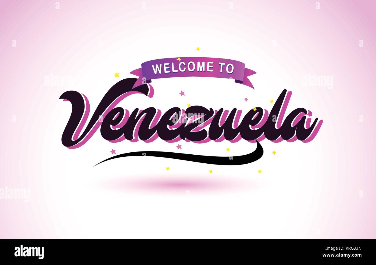 Venezuela Welcome to Creative Text Handwritten Font with Purple Pink ...