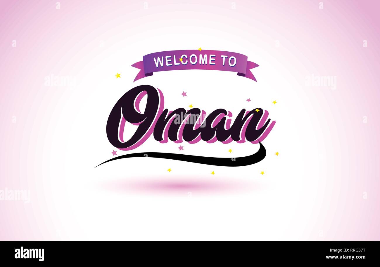 Oman Welcome to Creative Text Handwritten Font with Purple Pink Colors ...