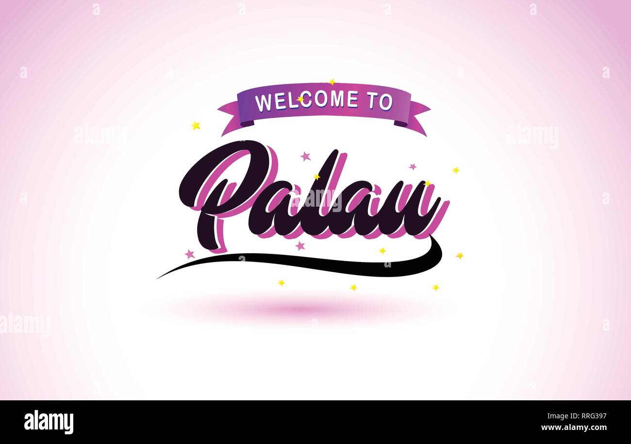 Palau Welcome to Creative Text Handwritten Font with Purple Pink Colors ...