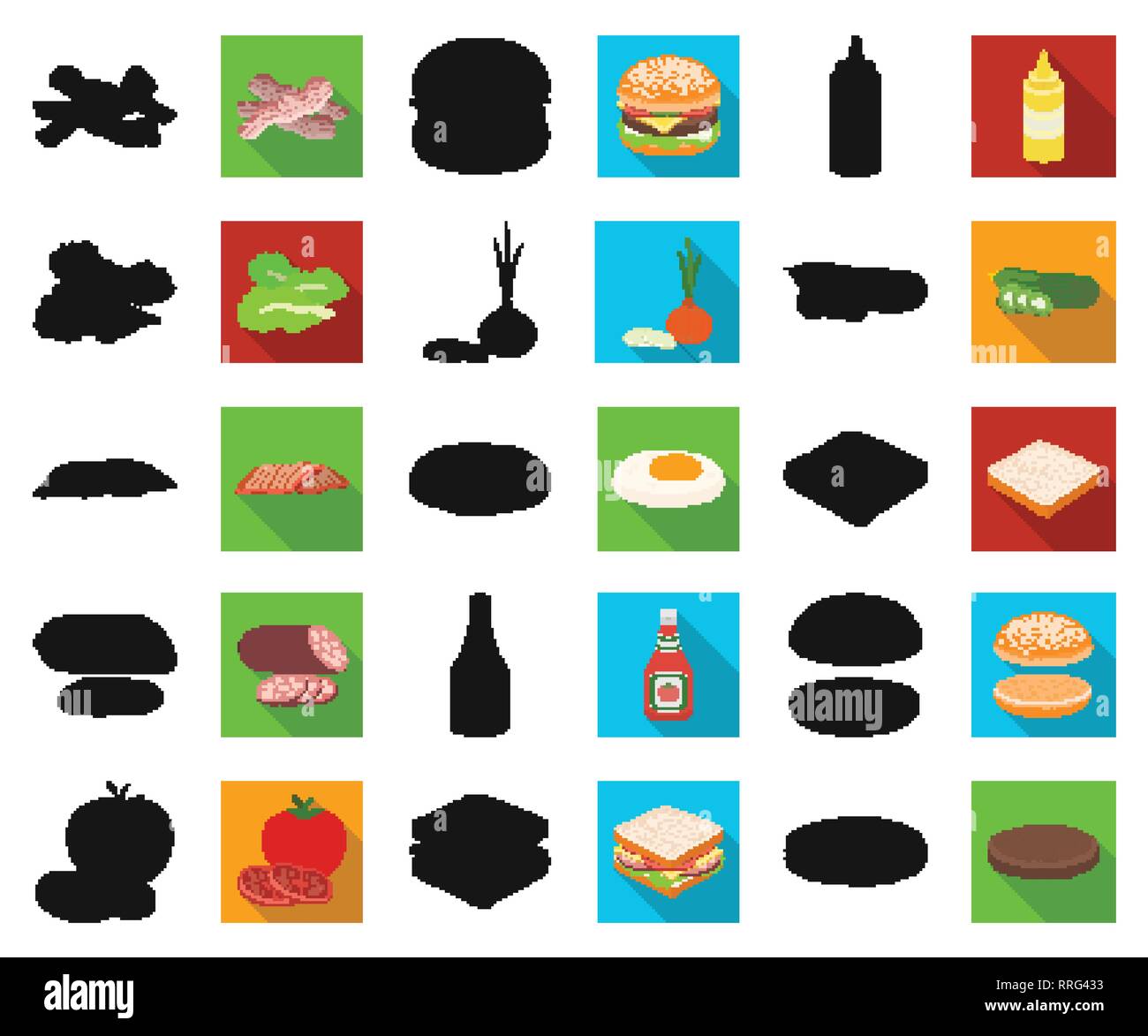 bacon,black,flat,bottle,bread,burger,cafe,cheese,chicken,collection ...