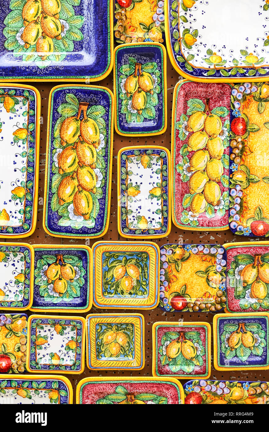 POSITANO, ITALY - AUGUST 23, 2018: Positano style traditional colorful ...