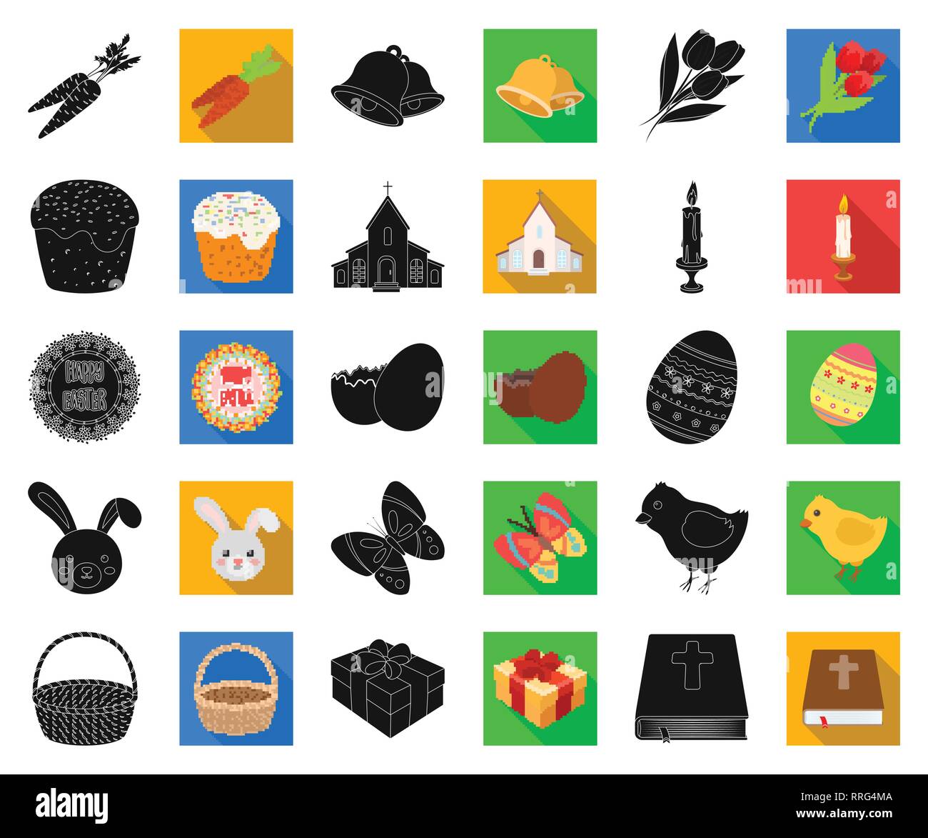 Easter is a Christian holiday black,flat icons in set collection for ...