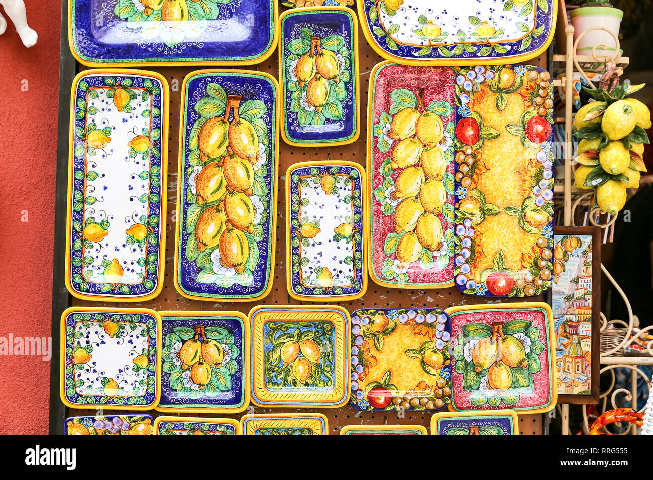 POSITANO, ITALY - AUGUST 23, 2018: Positano style traditional colorful ...