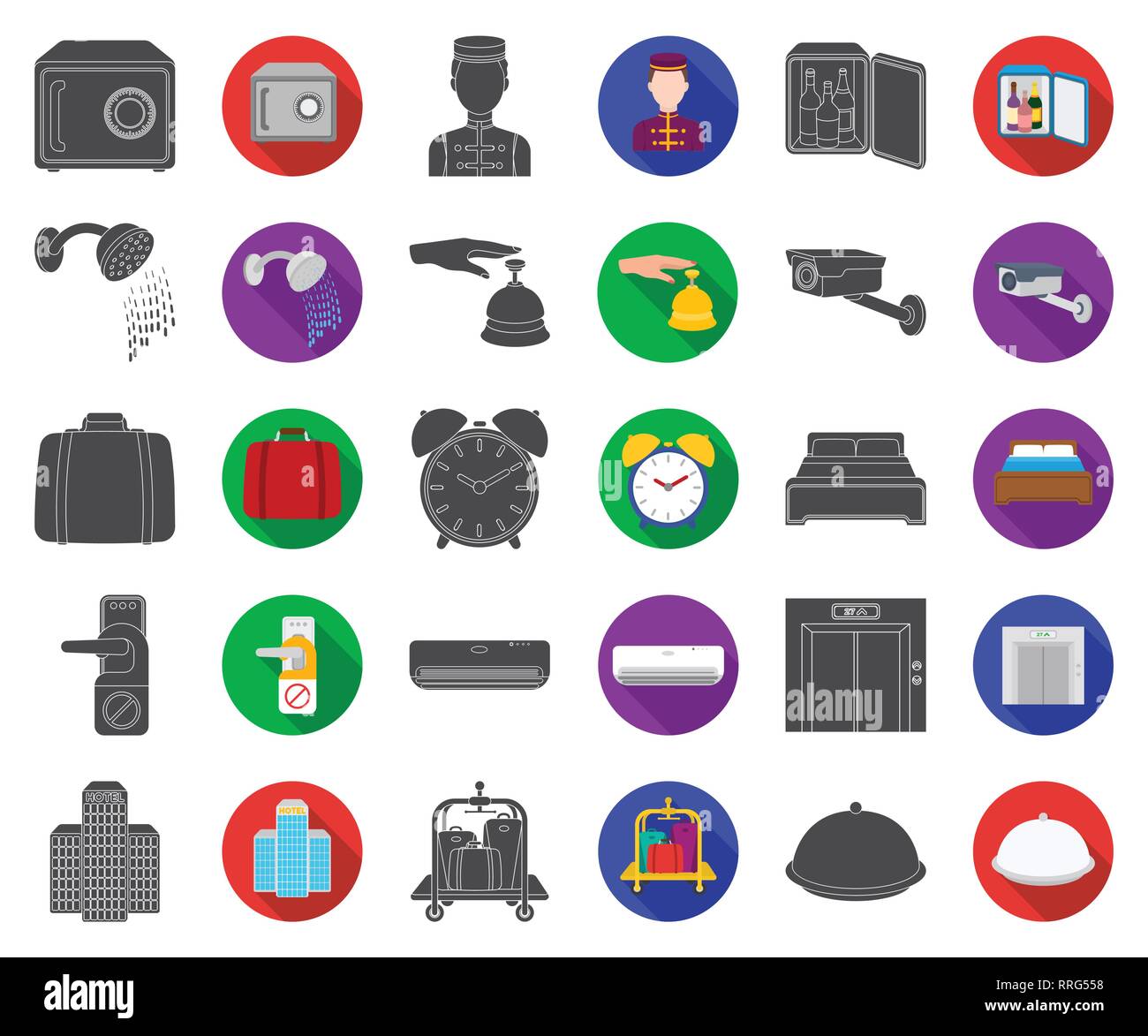 Hotel and equipment black,flat icons in set collection for design ...