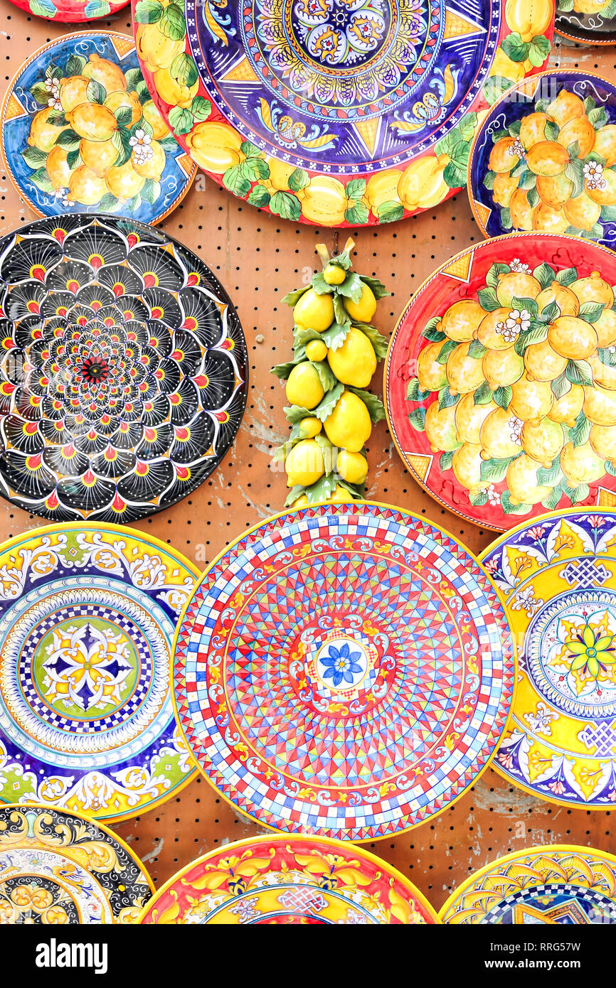 POSITANO, ITALY - AUGUST 23, 2018: Positano style traditional colorful ...