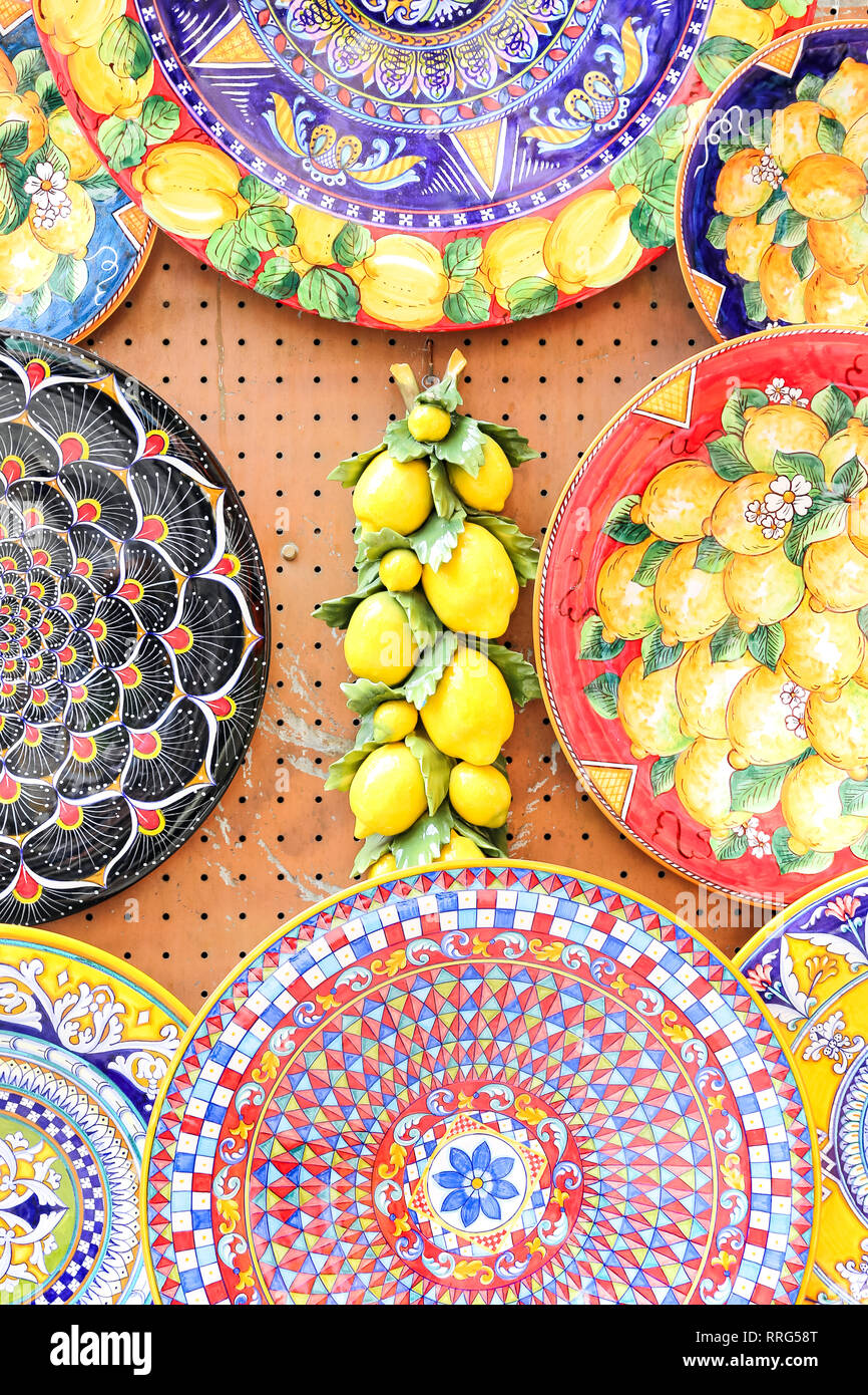 POSITANO, ITALY - AUGUST 23, 2018: Positano style traditional colorful ...