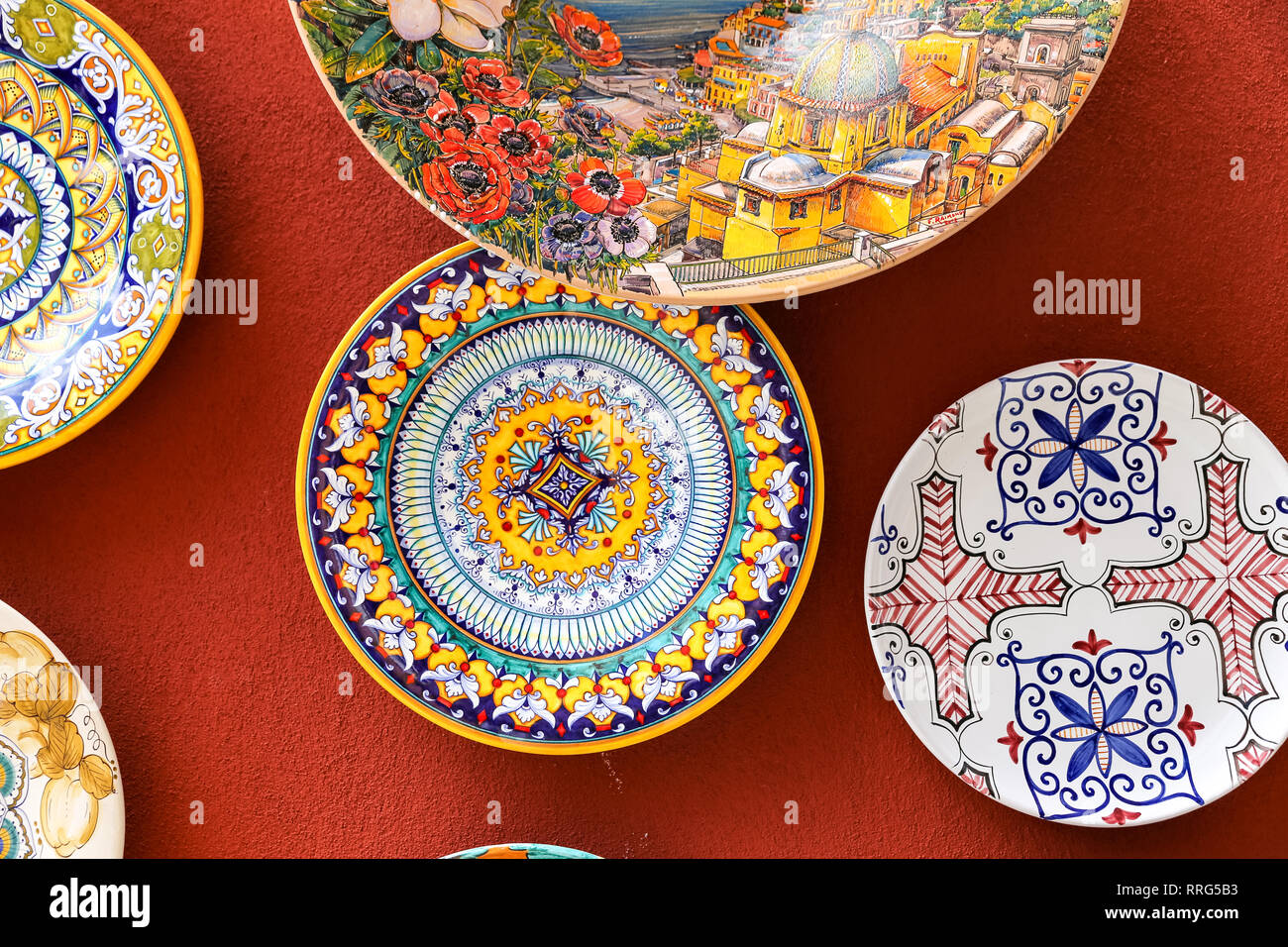 POSITANO, ITALY - AUGUST 23, 2018: Positano style traditional colorful ...