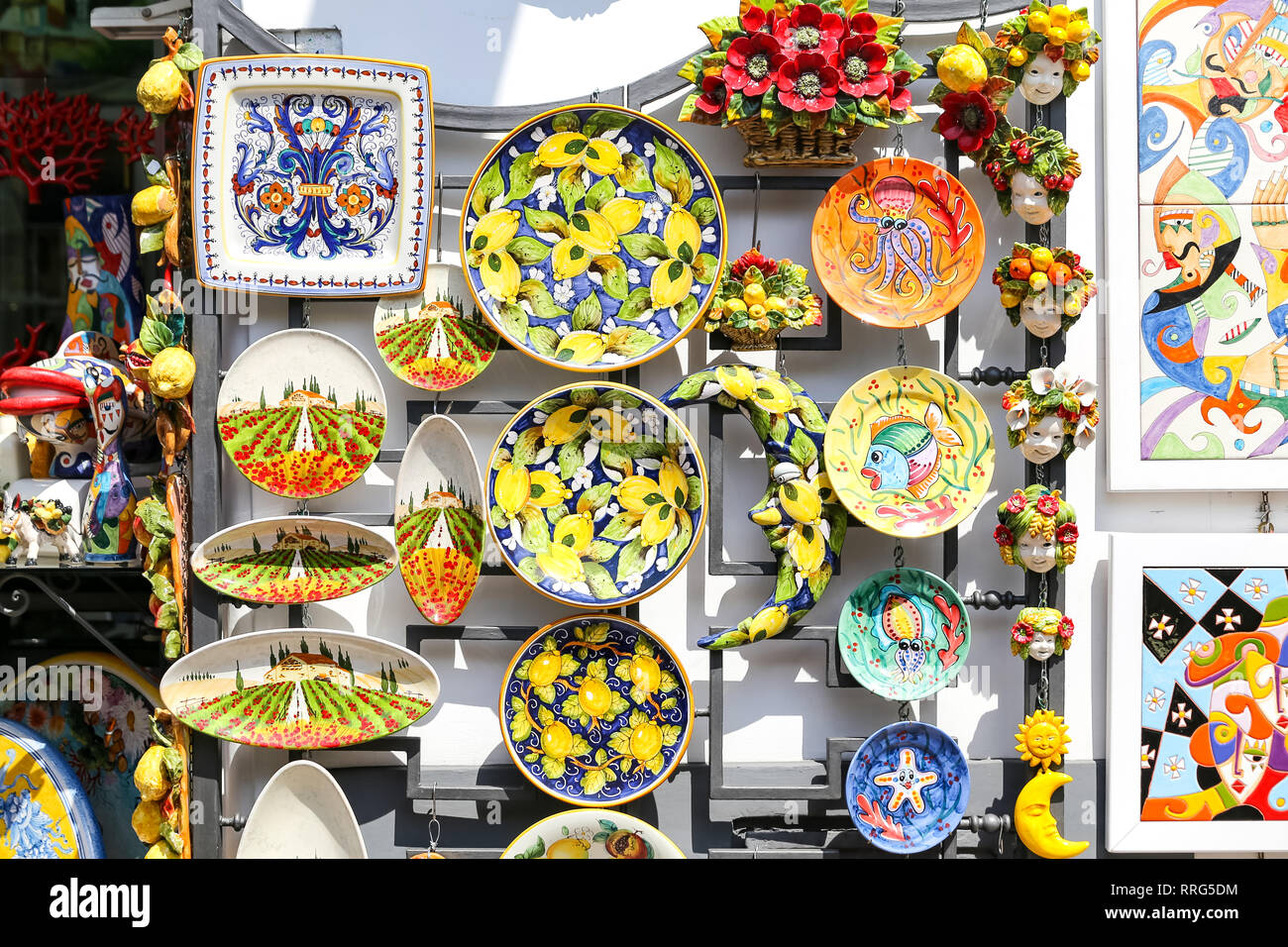 POSITANO, ITALY - AUGUST 23, 2018: Positano style traditional colorful ...