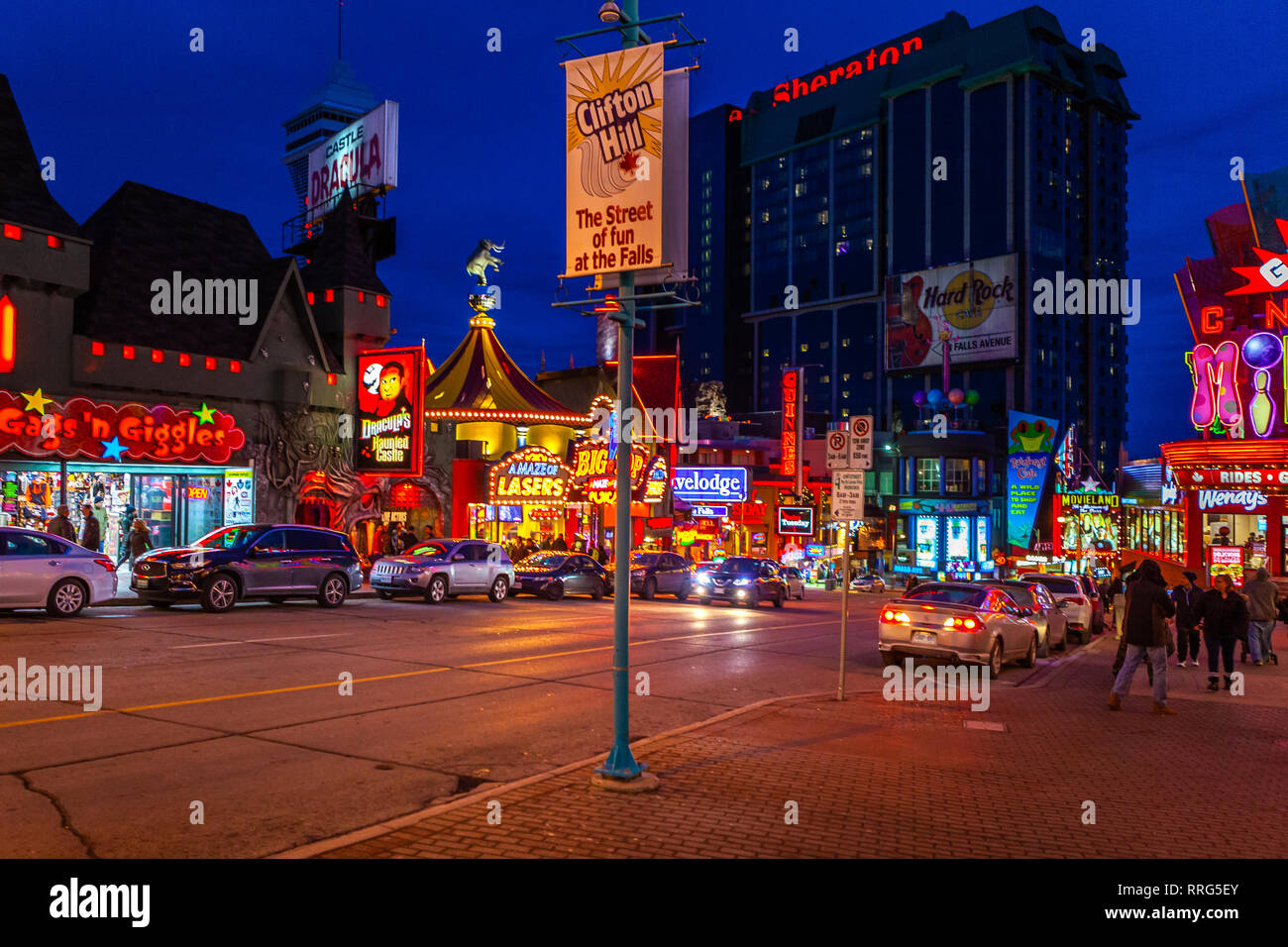 Amazing details from streets of Niagara Falls city, a Canadian colorful ...