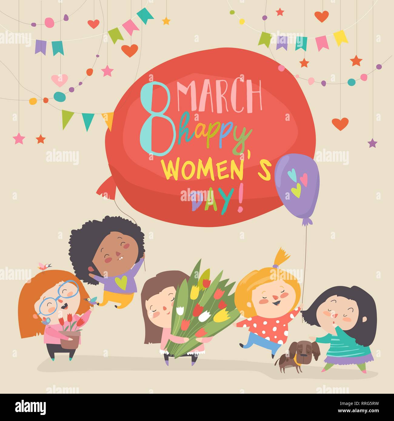 Flower flowers girls Stock Vector Images - Alamy