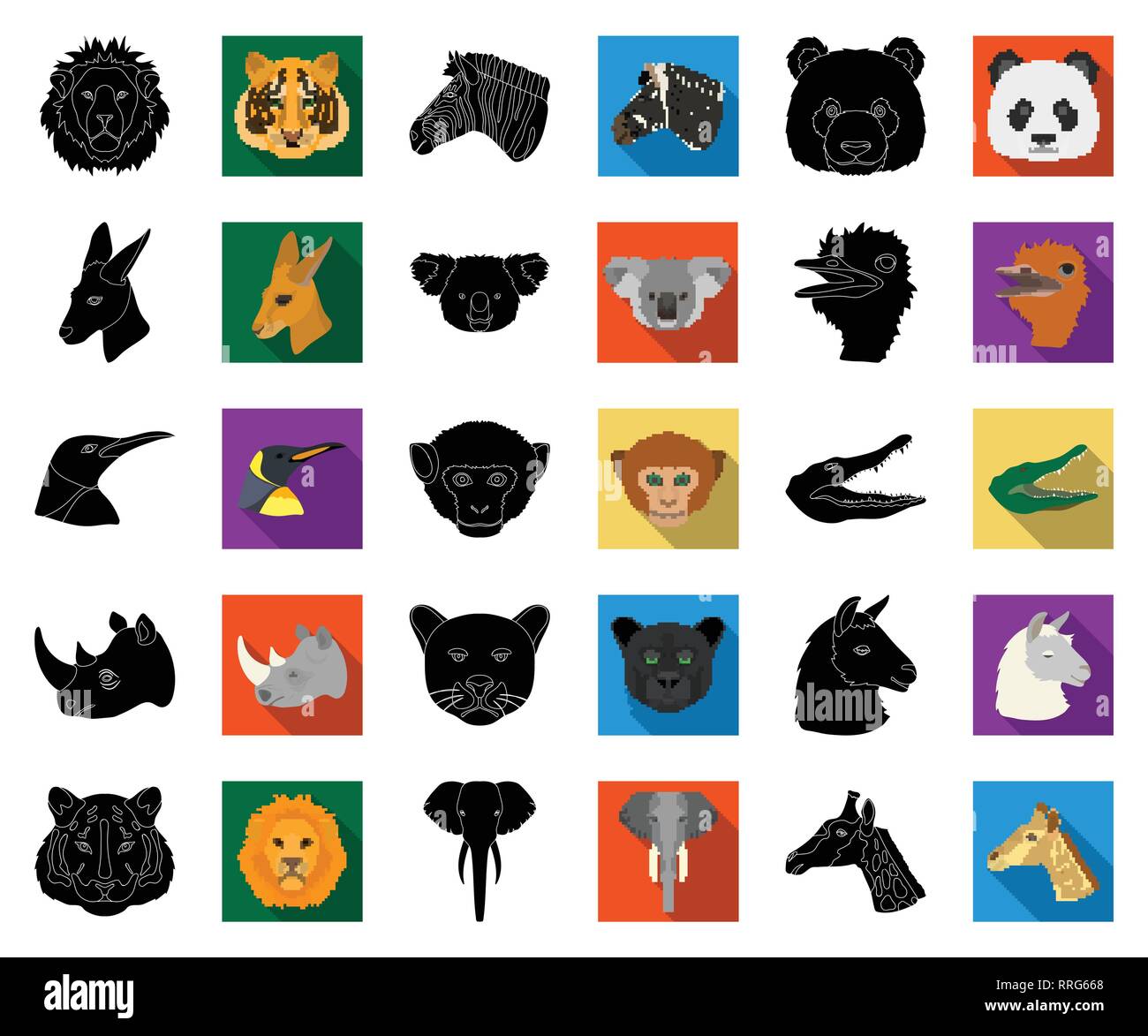 animal,art,artiodactyl,beast,bird,black,flat,collection,crocodile ...