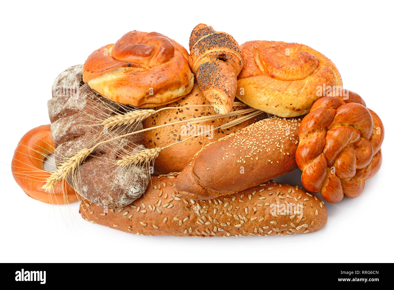 bread and bakery products isolated on white background Stock Photo - Alamy