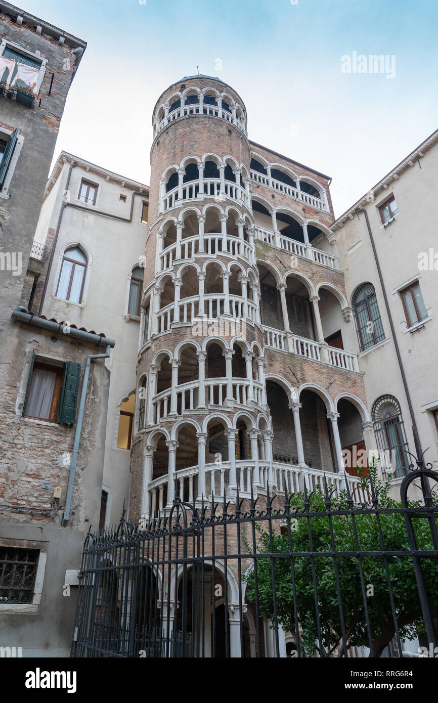 The Scala Contarini del Bovolo spiral staircase in Venice. From a ...