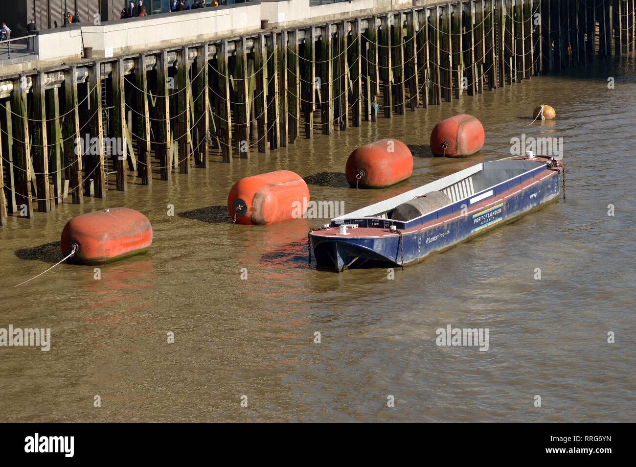 City of london, barge on the river thames Stock Photo - Alamy