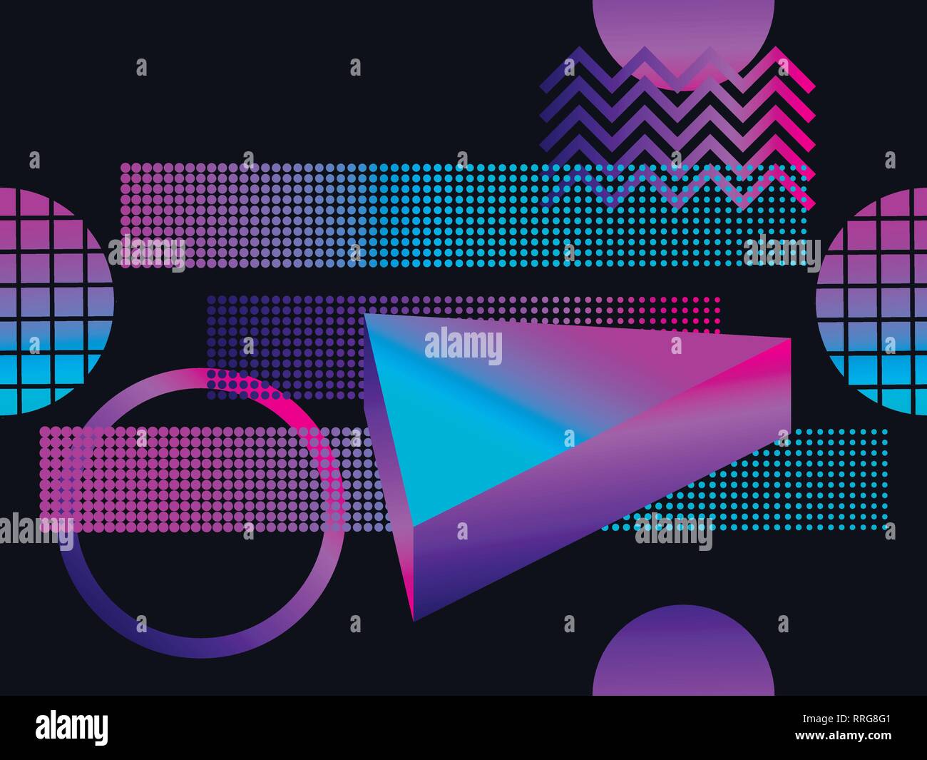 Futuristic seamless pattern with geometric shapes. Gradient with purple tones. 3d isometric ...