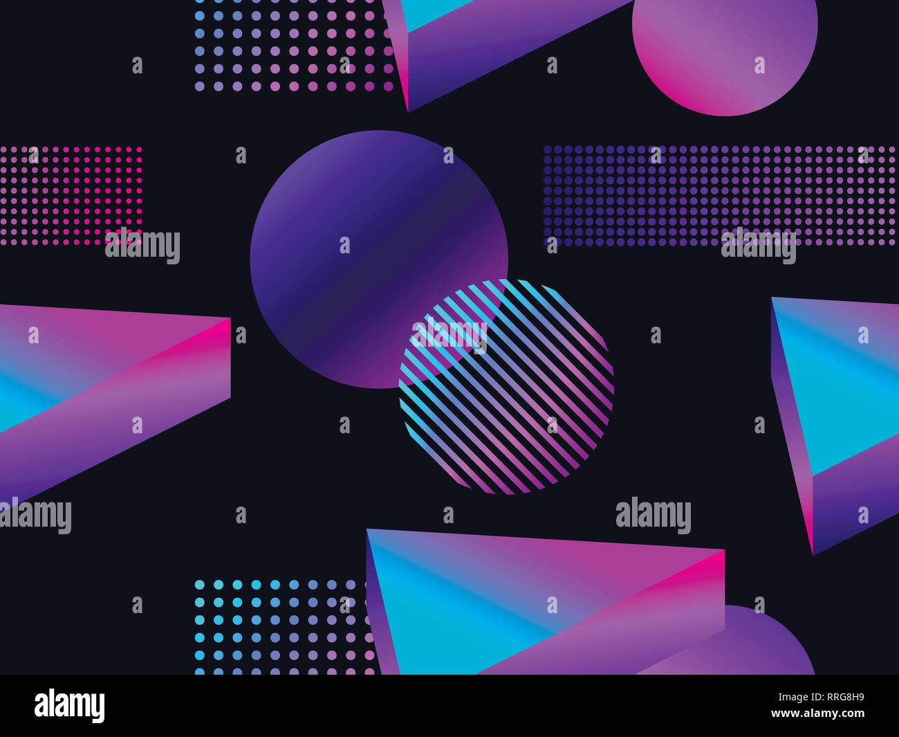 Futuristic seamless pattern with geometric shapes. Gradient with purple ...