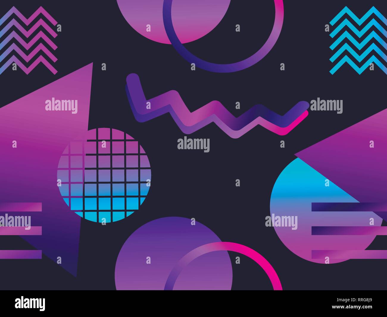 Futuristic seamless pattern with geometric shapes. Gradient with purple ...