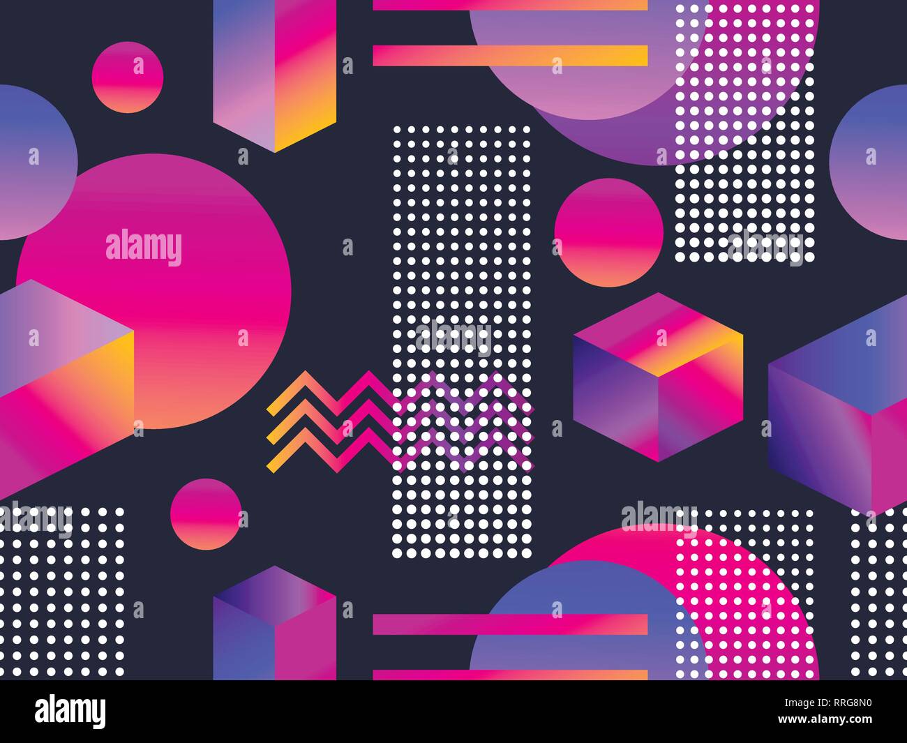 Futuristic seamless pattern with geometric shapes. Gradient with purple ...