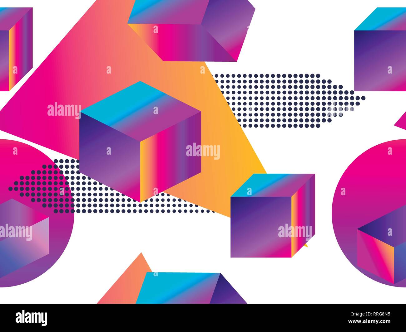 Futuristic seamless pattern with geometric shapes. Gradient with purple ...