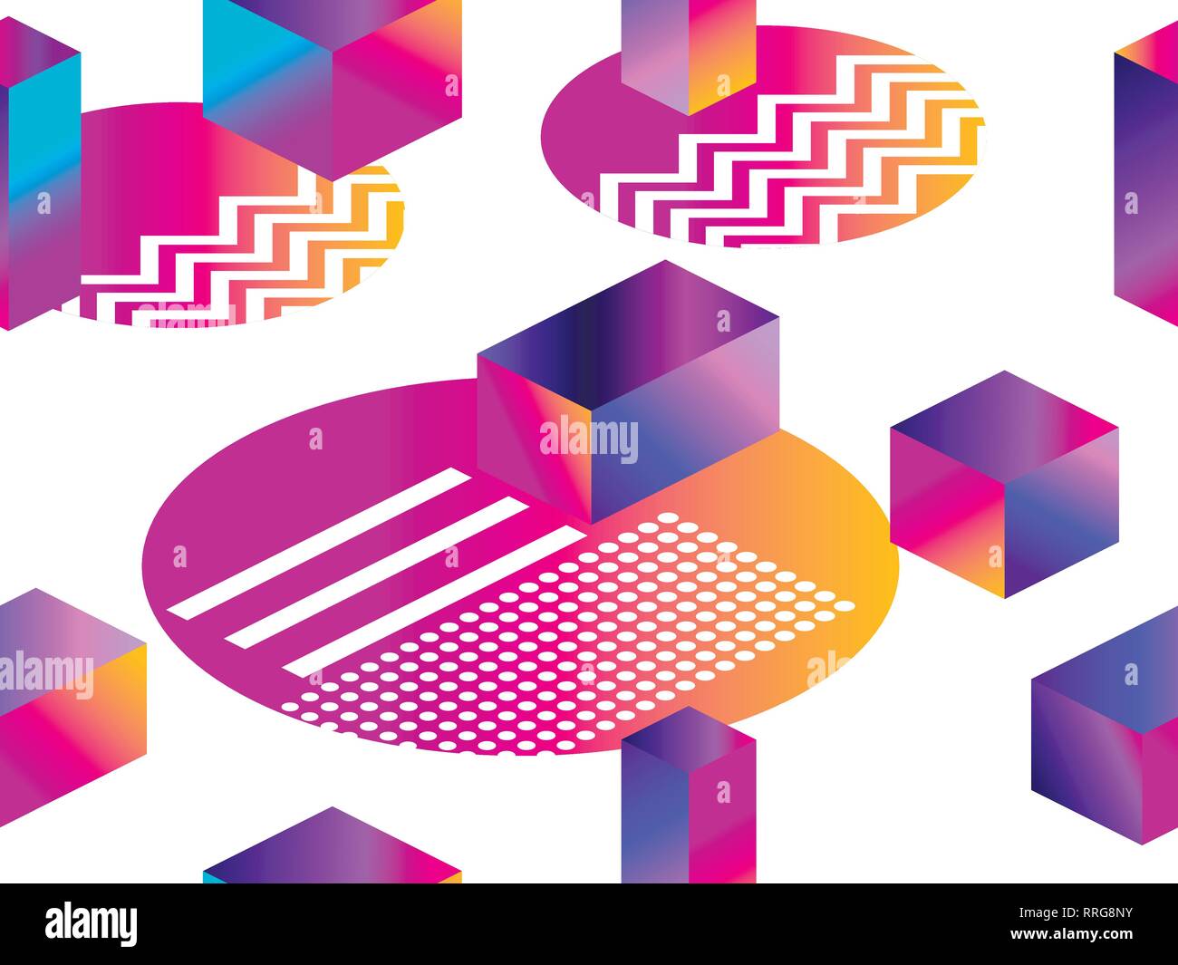 Futuristic seamless pattern with geometric shapes. Gradient with purple ...