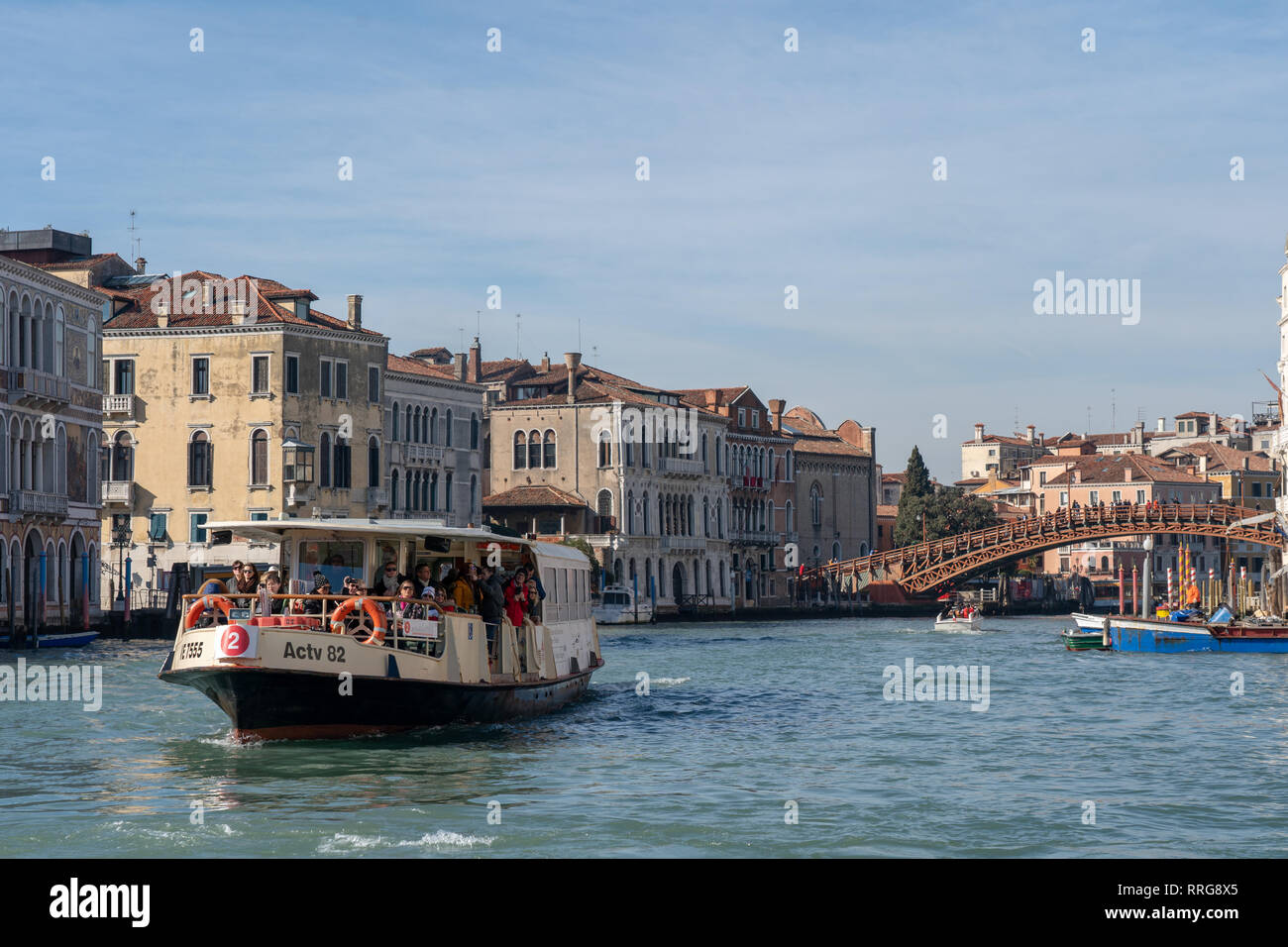 A view of a boat bus in Venice. From a series of travel photos in Italy ...