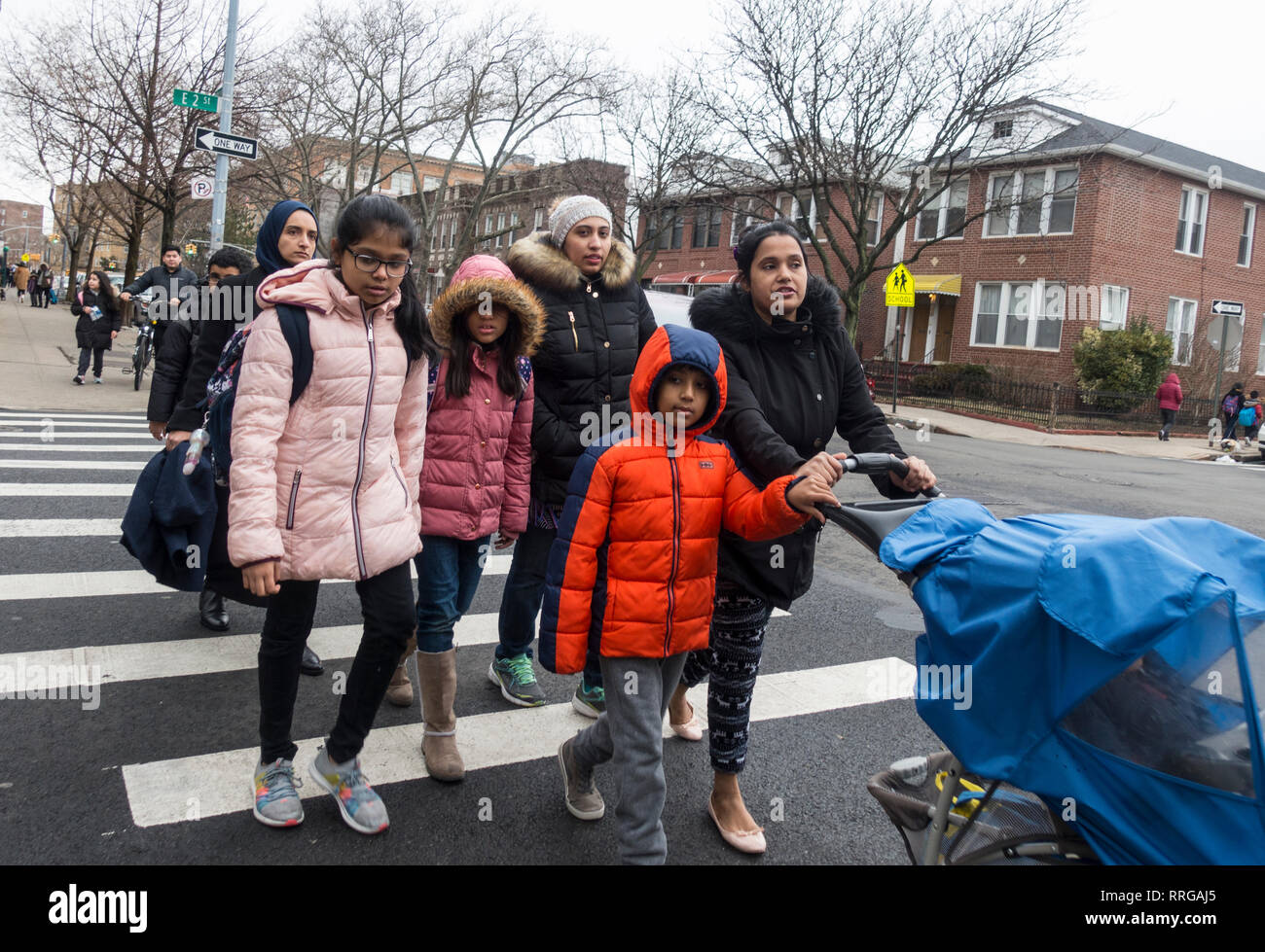 Kid Walking To School With Parent