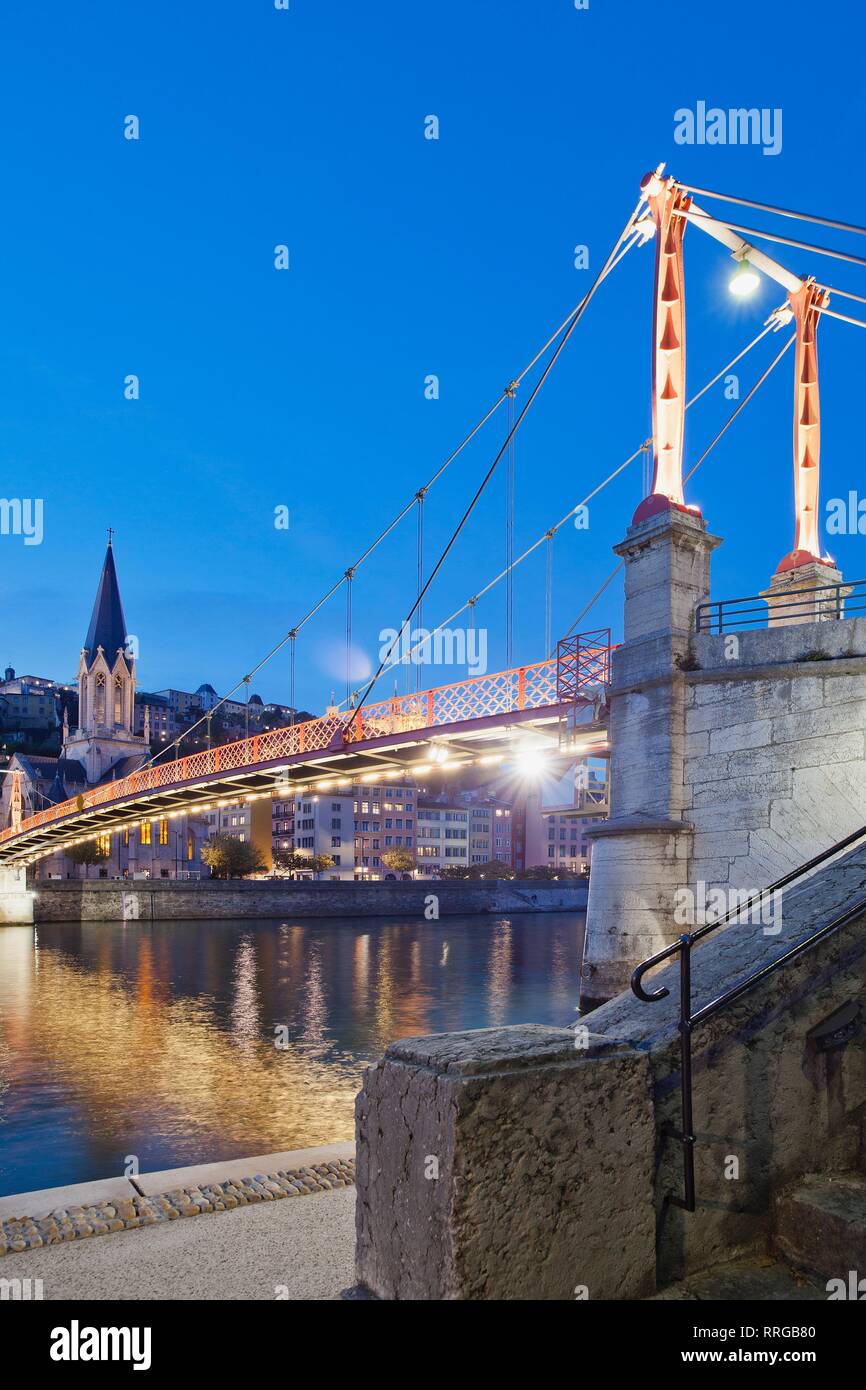 Pont San George, Lyon, Auvergne-Rhone-Alpes, France, Europe Stock Photo ...