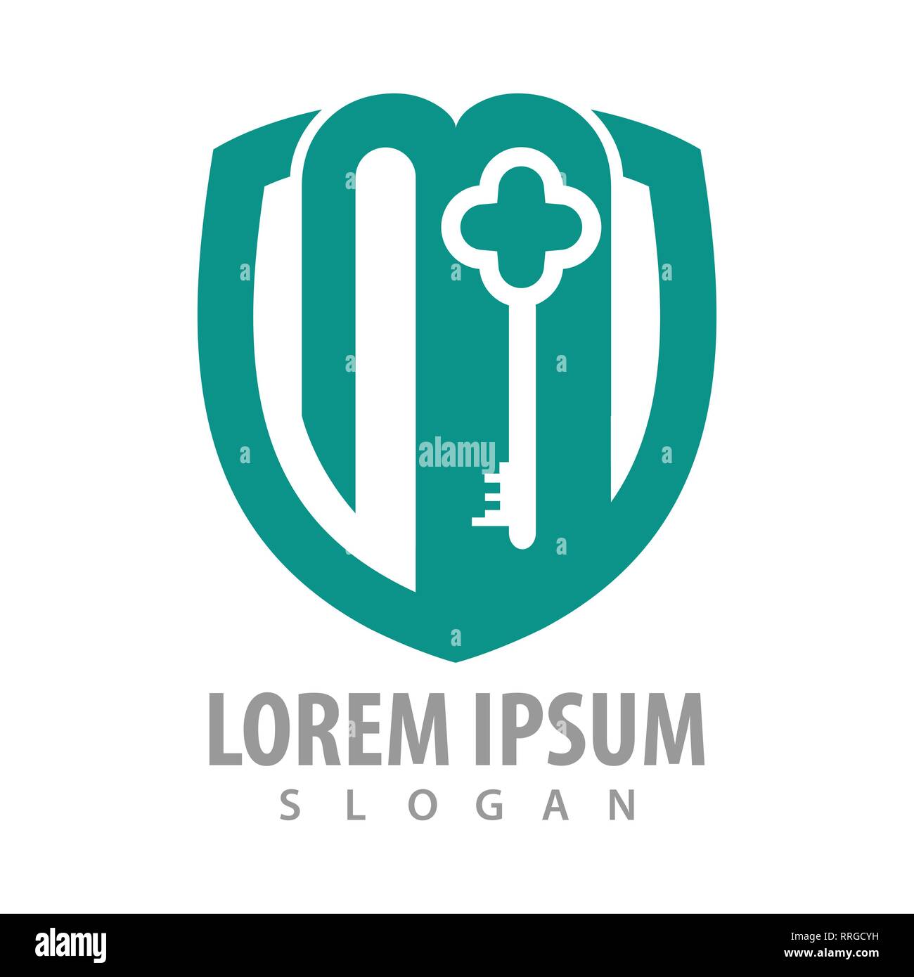 Initial letter M key shield logo concept design. Symbol graphic ...