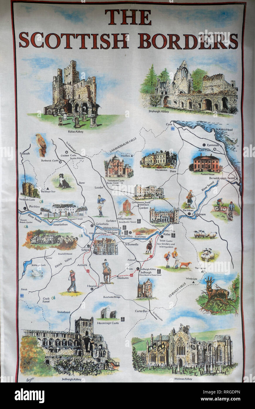 Map of the scottish borders hi-res stock photography and images - Alamy