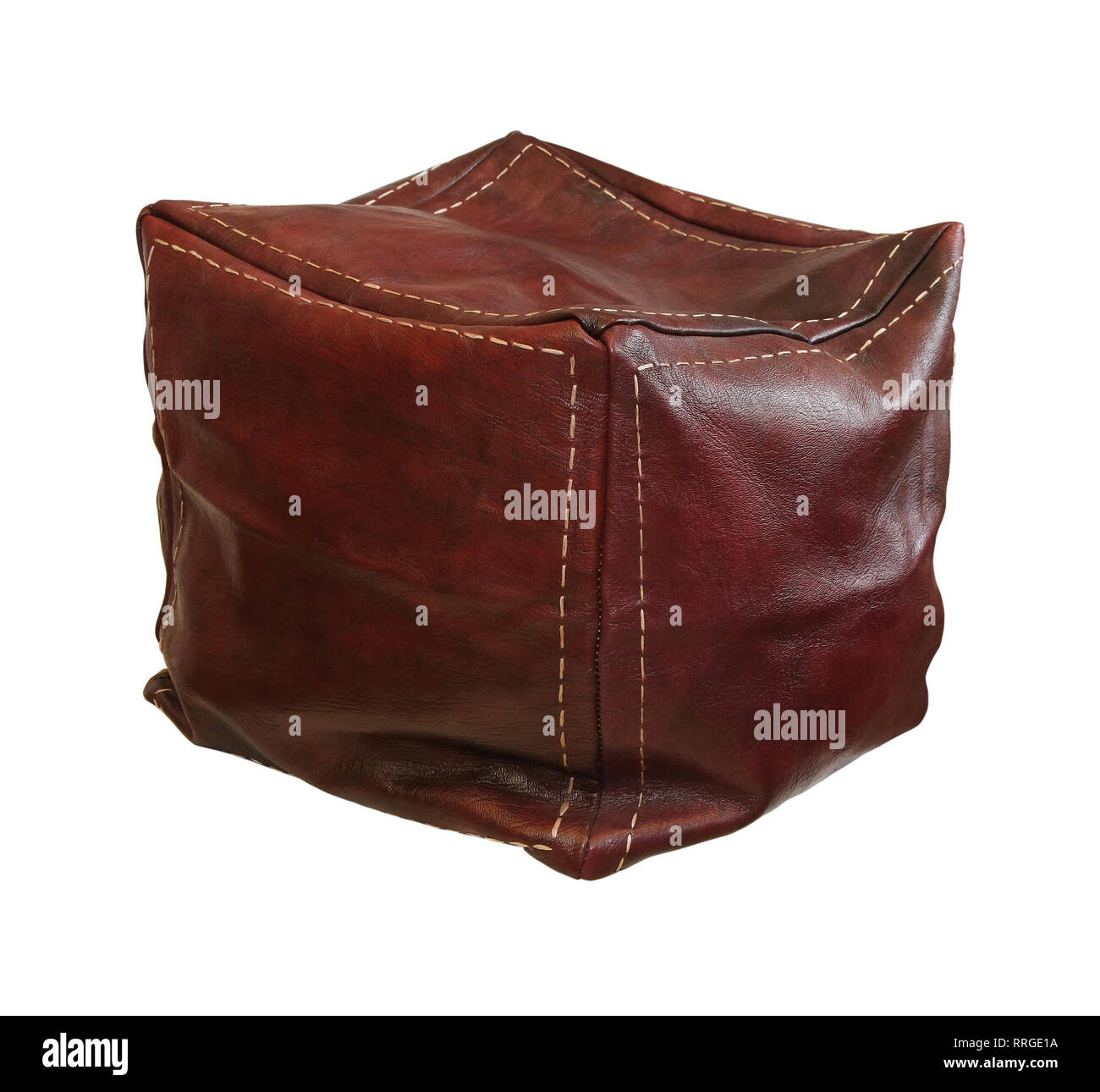 Retro leather hassock isolated with clipping path included Stock Photo ...