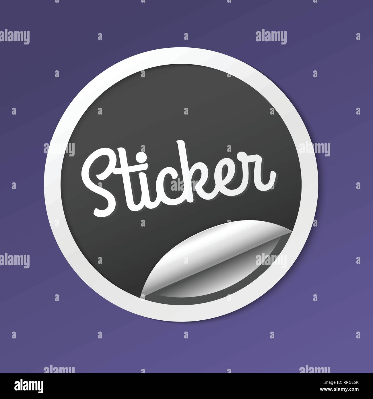 Paper sticker with peel off corner. Vector black banner or circle ...