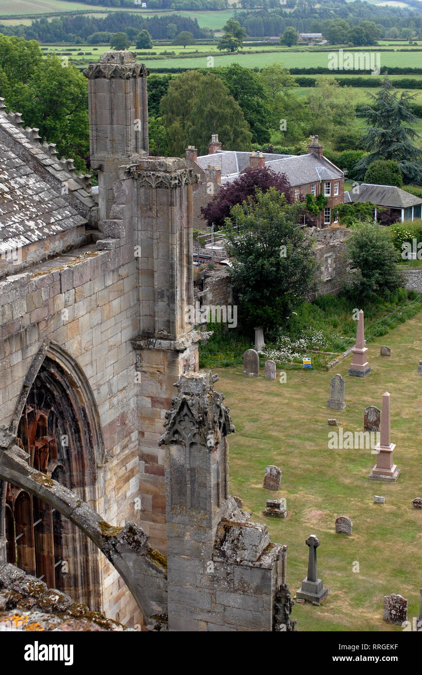 Religious and cultural tourism: Panoramic view from Melrose Abbey ...