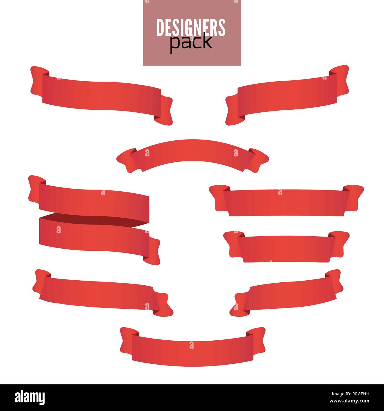 Red web ribbon banners set. Vector illustration for design Stock Vector ...