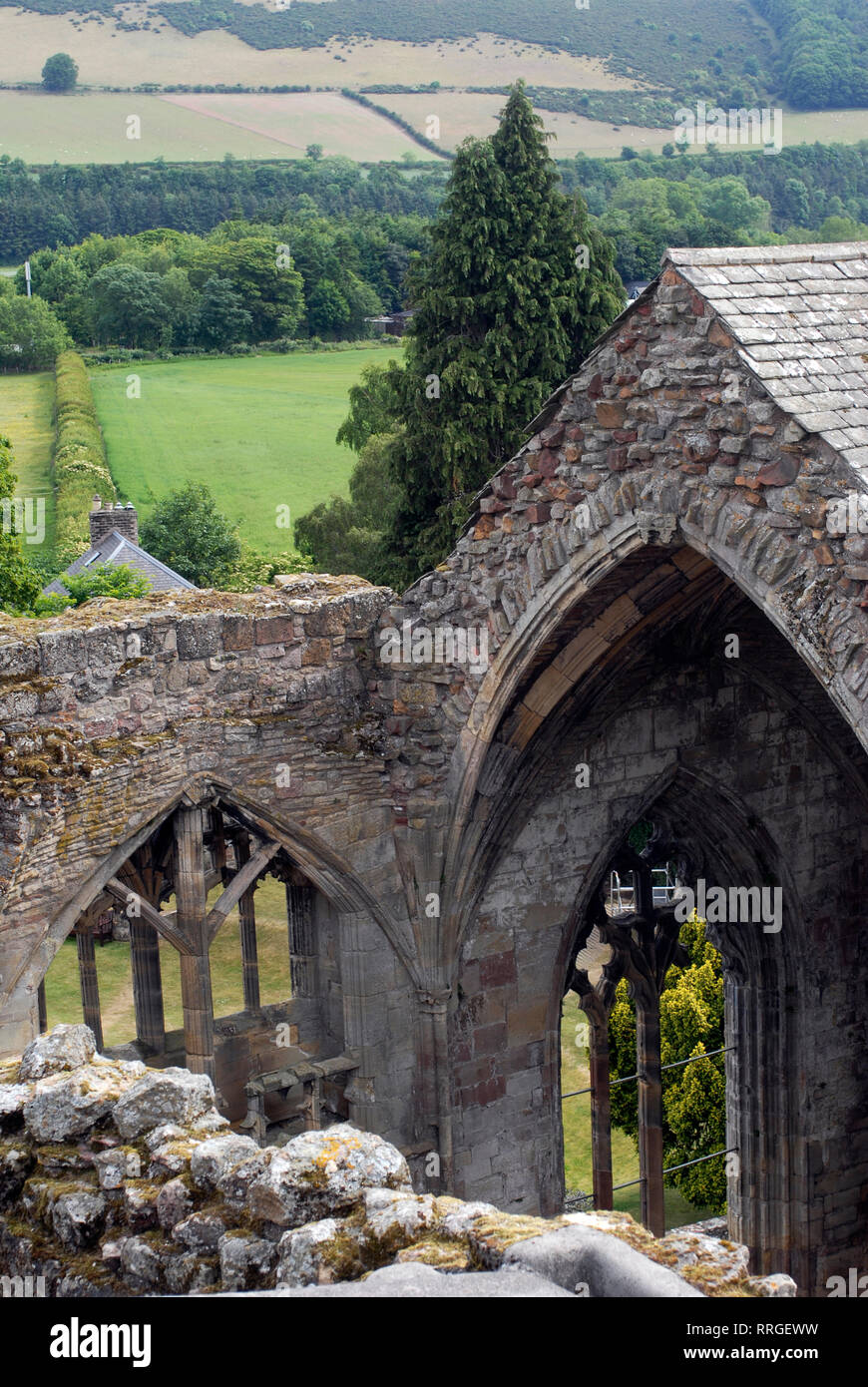 Religious and cultural tourism: Details of Melrose Abbey, Roxburghshire ...