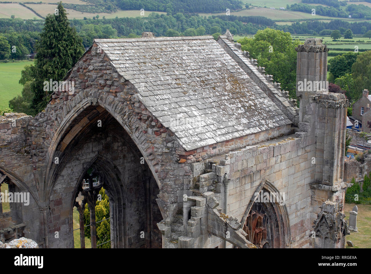 Religious and cultural tourism: Panoramic view from Melrose Abbey ...