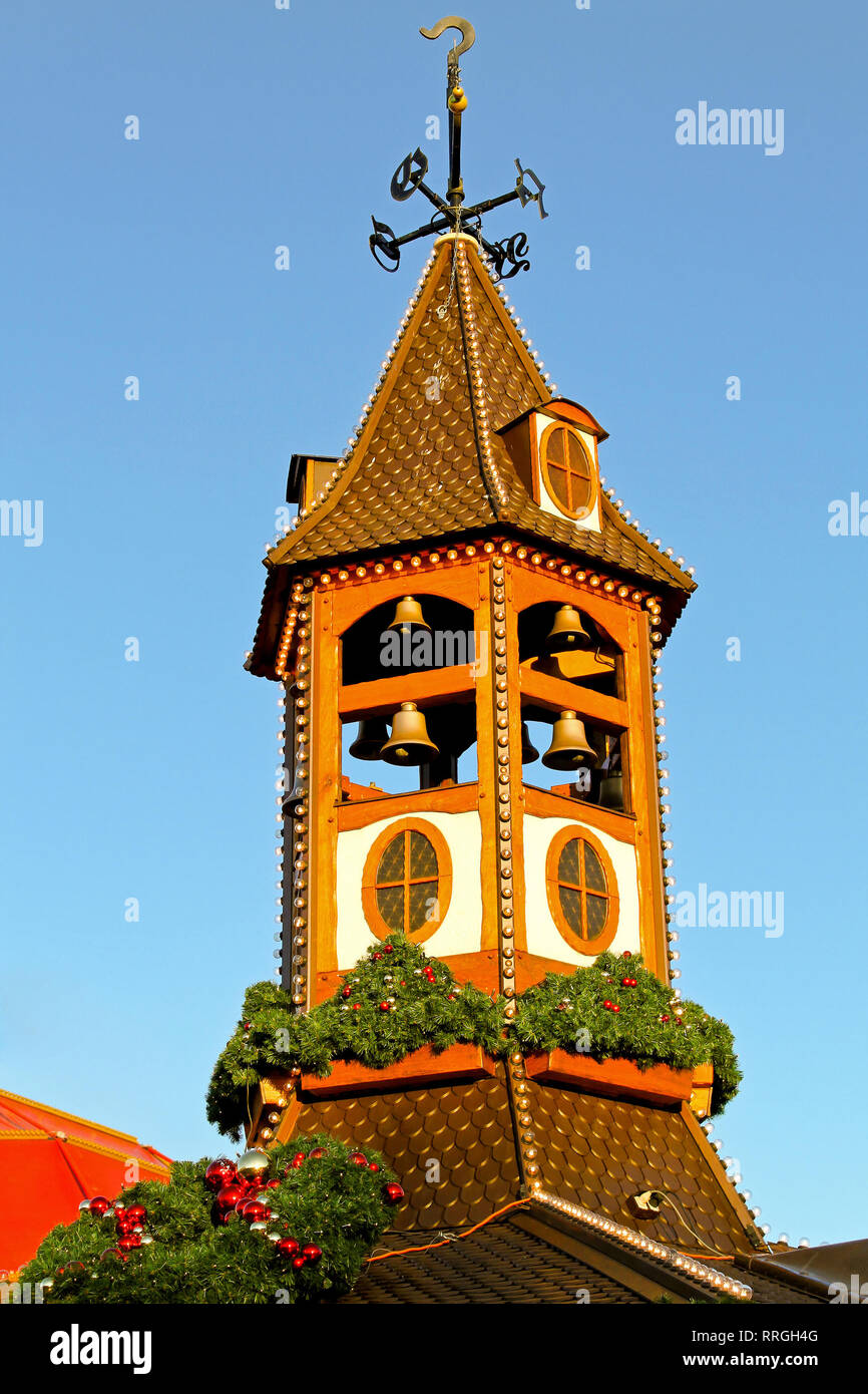 Detail of retro tower on top of old house Stock Photo - Alamy