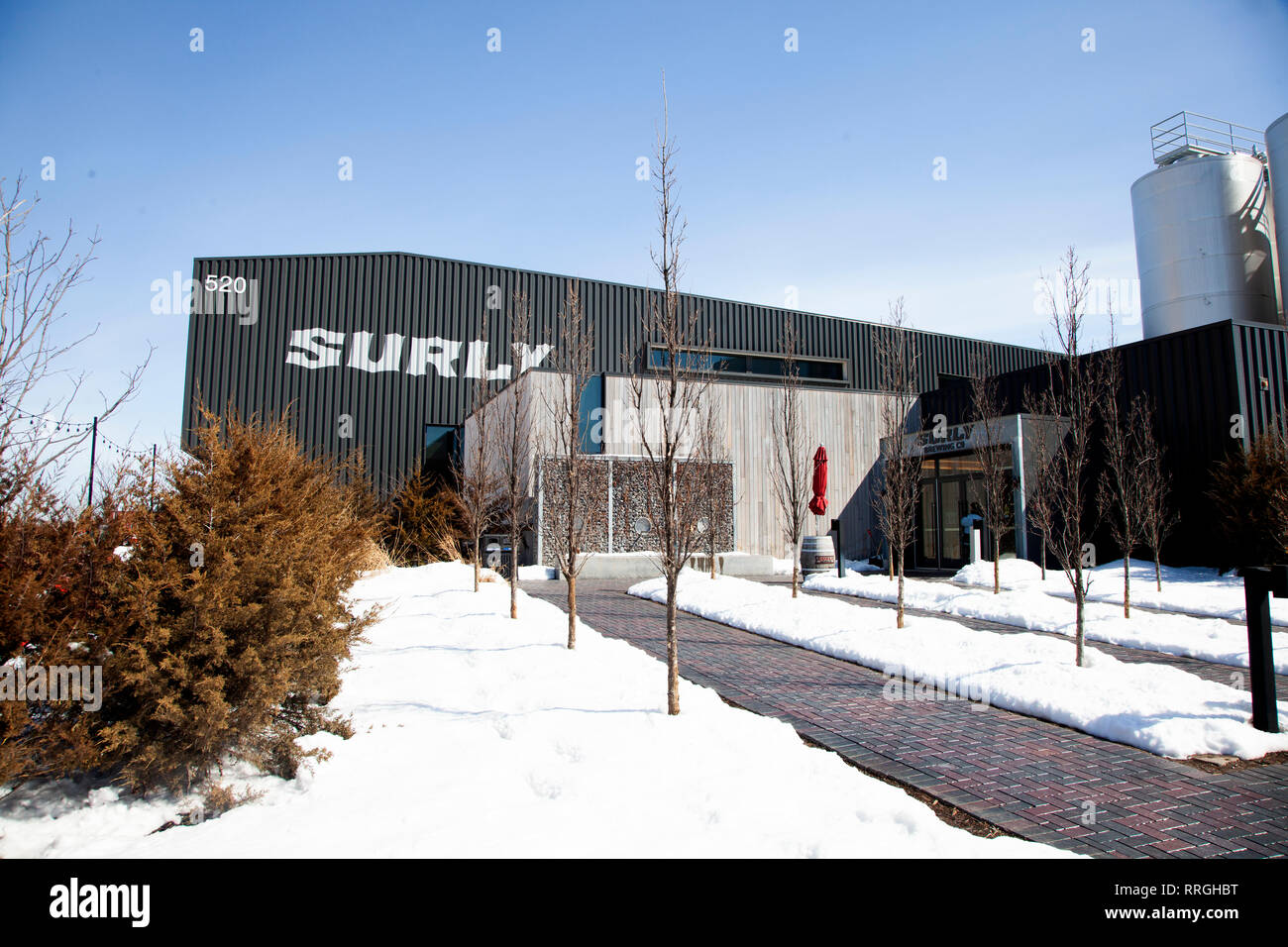 The entrance of Surly Brewing Company office building. Minneapolis ...