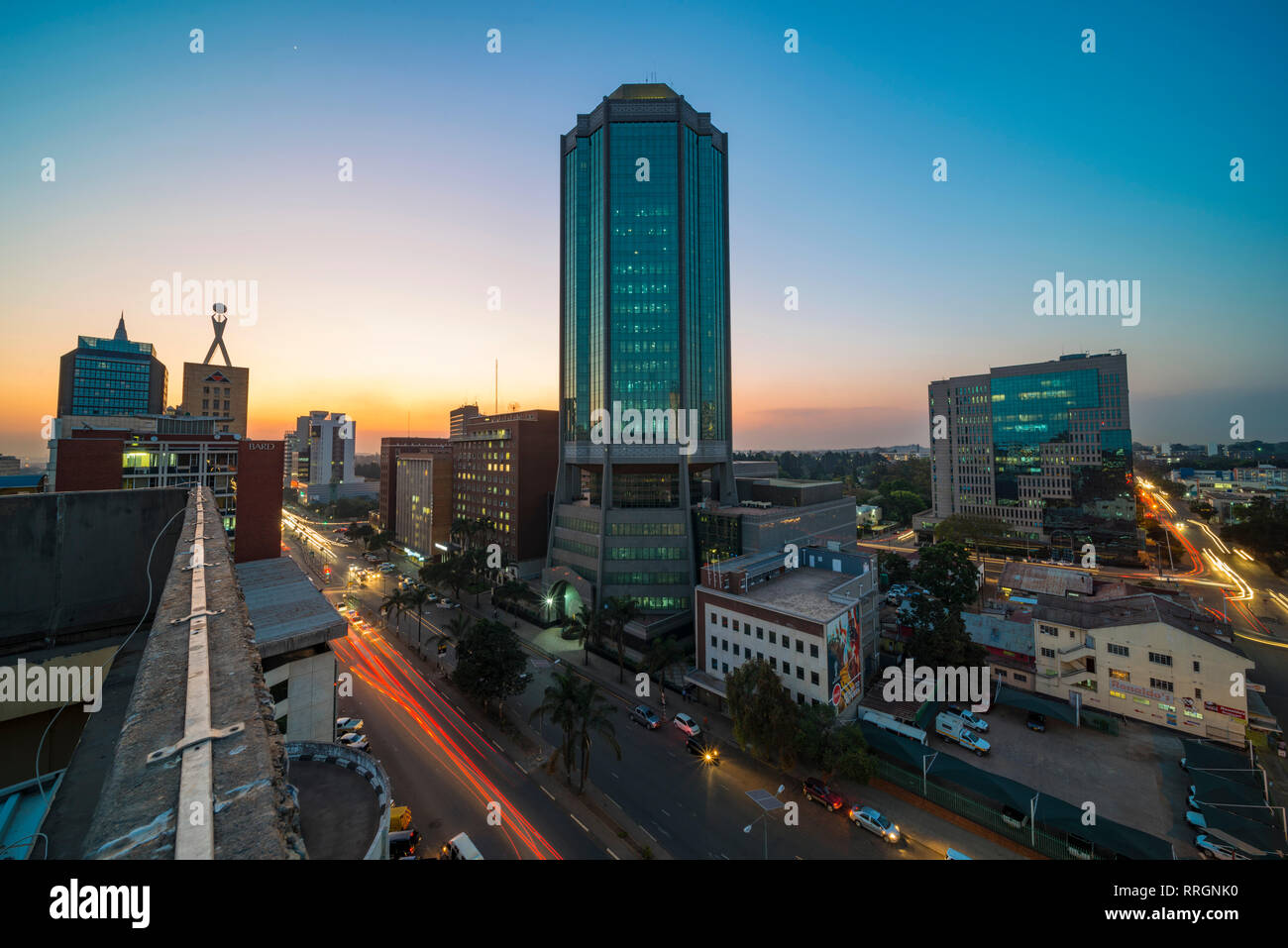 Evening lights in Zimbabwe's capital city Harare Stock Photo - Alamy