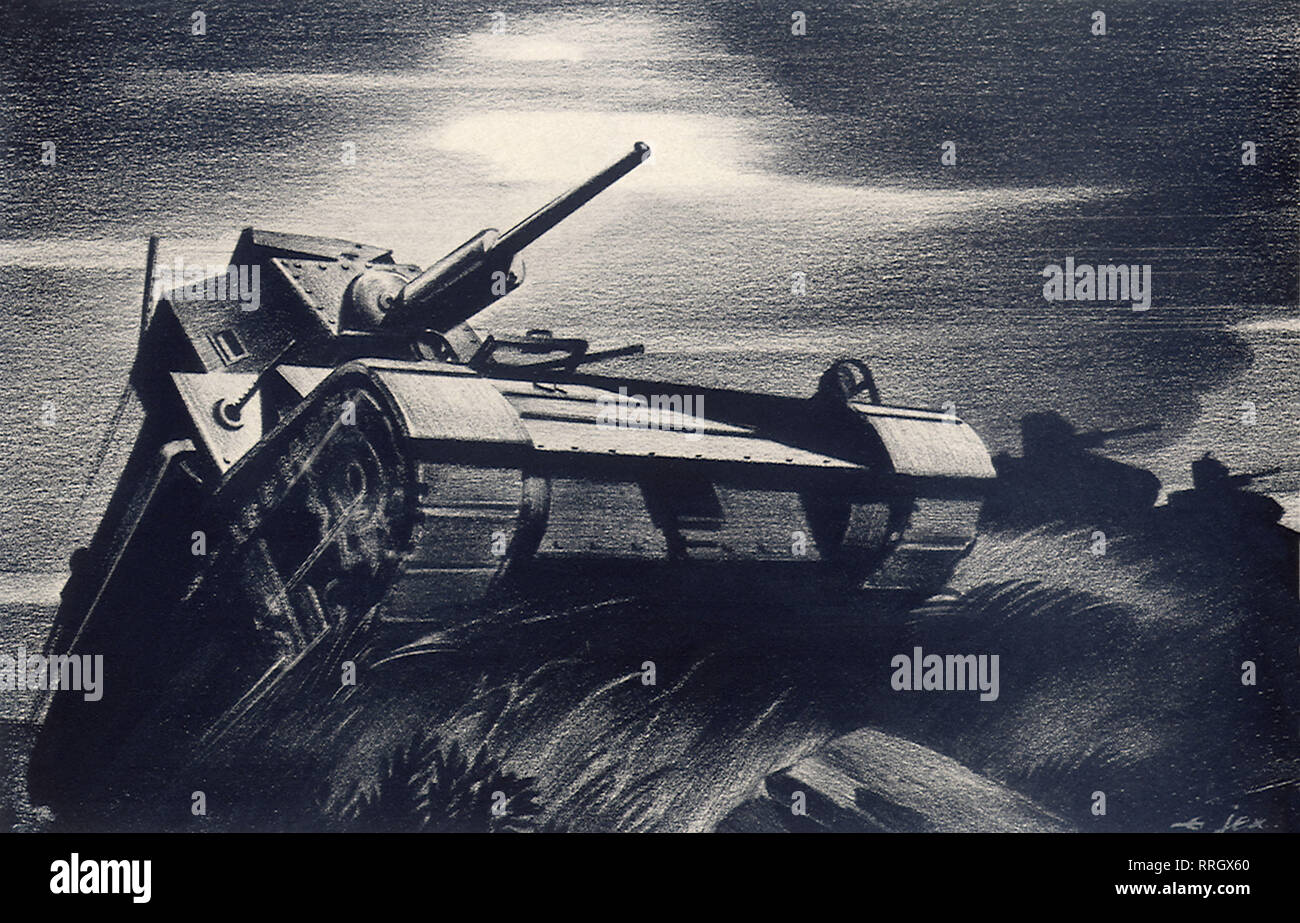 Tank rolling over Battlefield Stock Photo - Alamy
