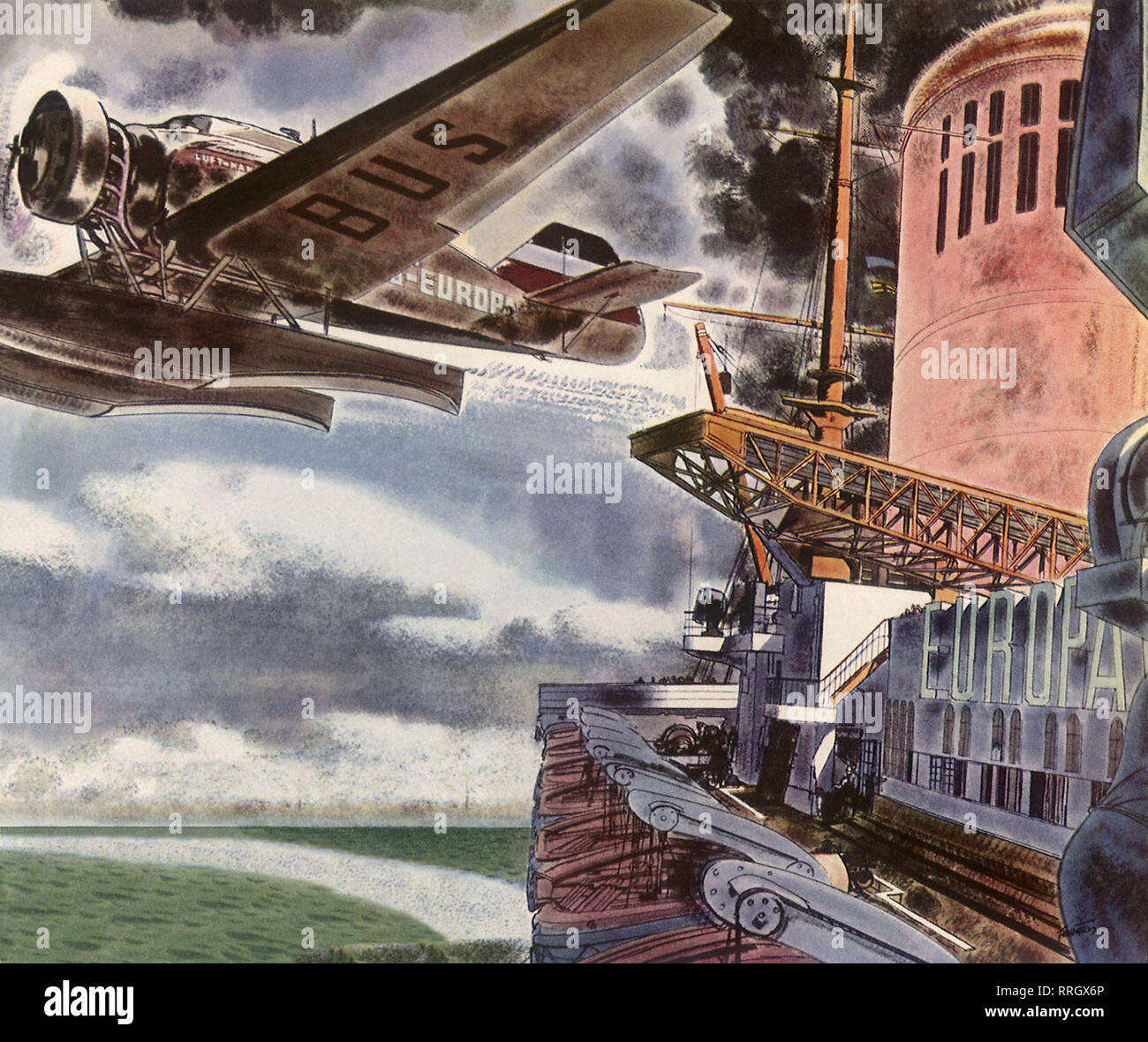 German Plane Launched from Ship Stock Photo - Alamy