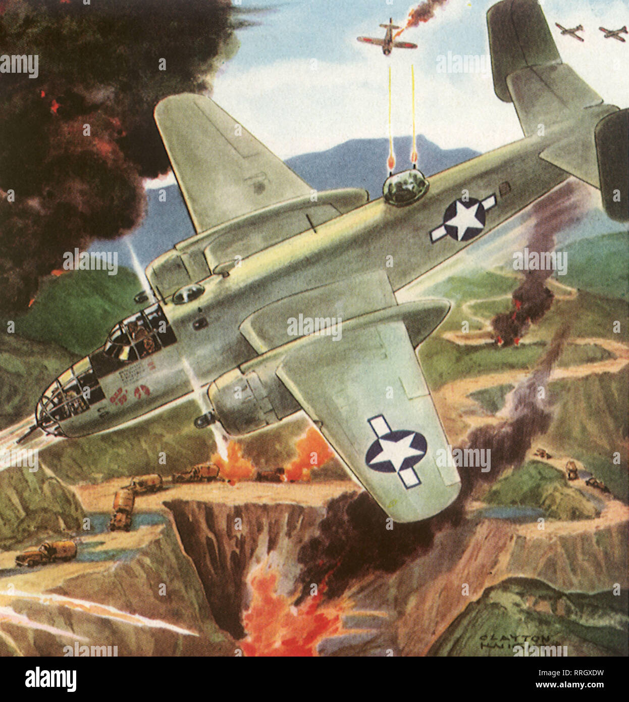 American Bomber attacks Japanese Convoy Stock Photo - Alamy