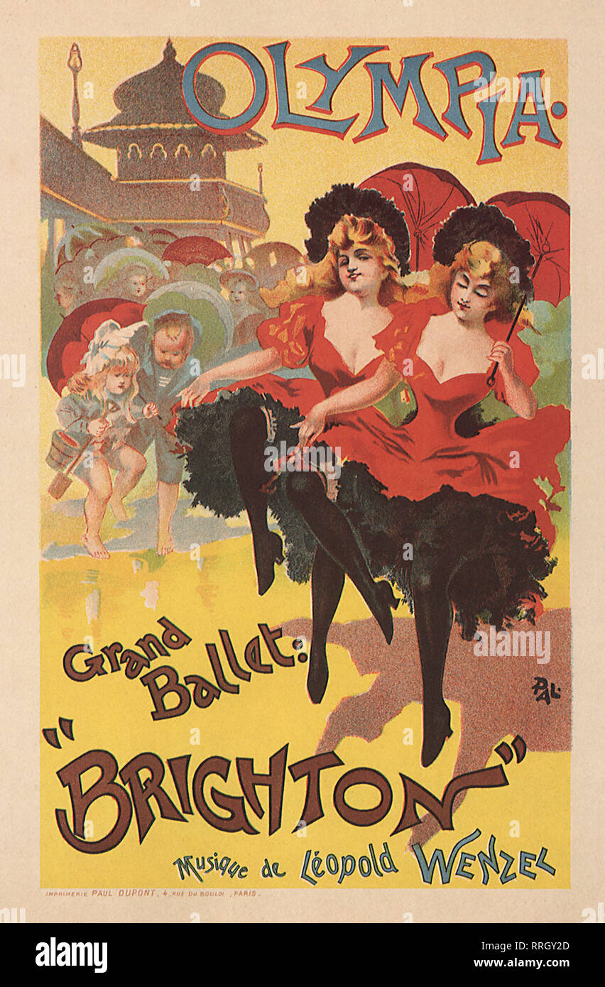 Ballet Poster with Two Ladies Dancing in Red Dresses Stock Photo - Alamy