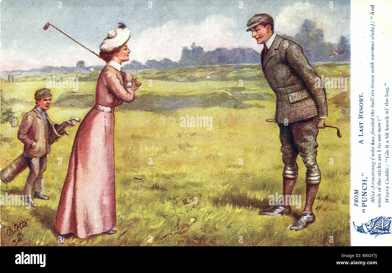 Golf couple with Caddy Stock Photo - Alamy