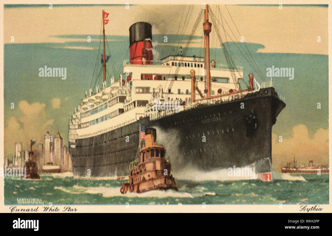 Cunard White Star Scythia Stock Photo - Alamy